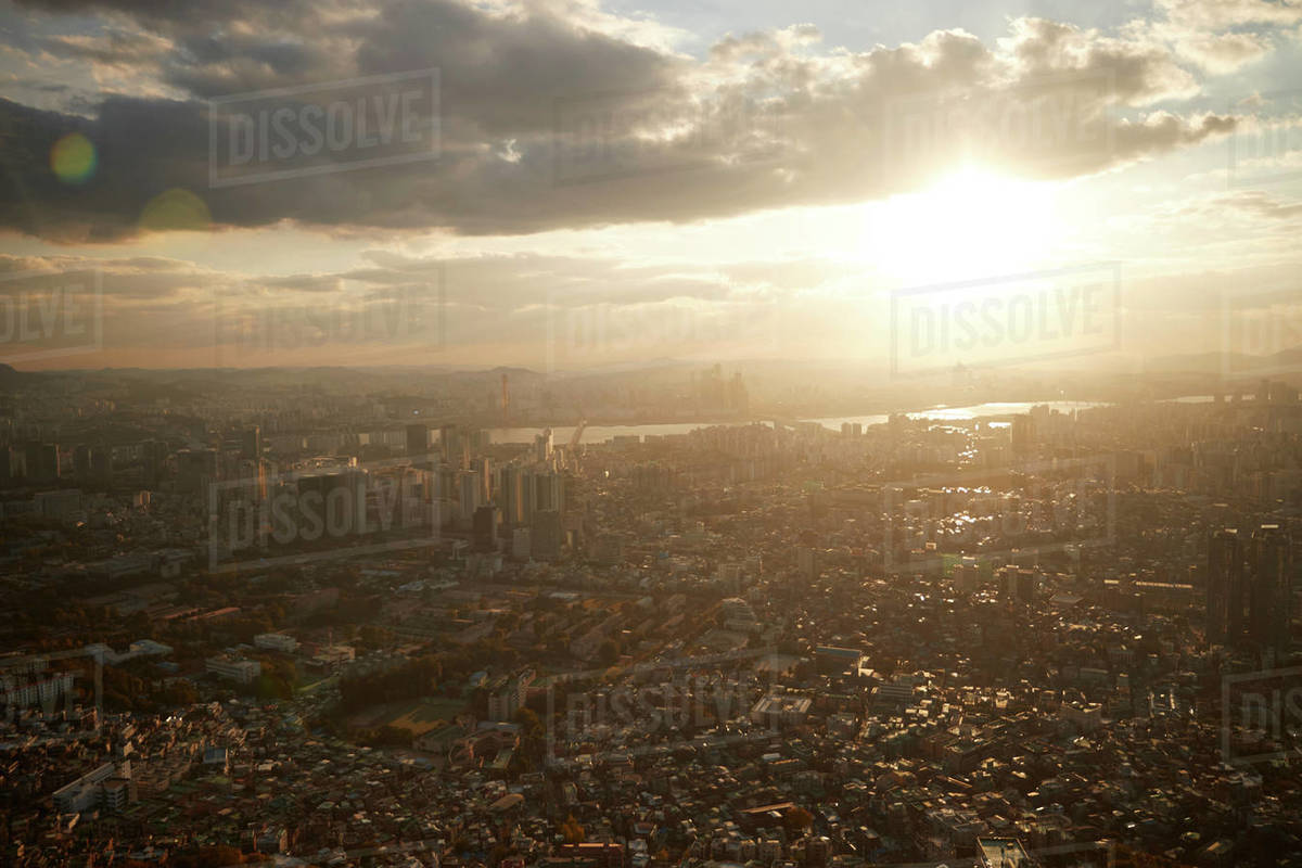 Cityscape at sunrise, Seoul, South Korea - Royalty-free Stock Photo ...