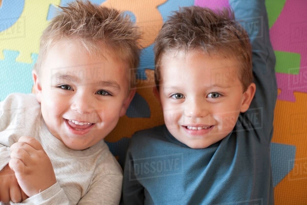 Portrait of two boys at nursery school - Royalty-free Stock Photo ...