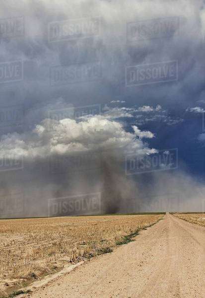 Twin gustnadoes rotate around this supercell's base in the midst of a ...