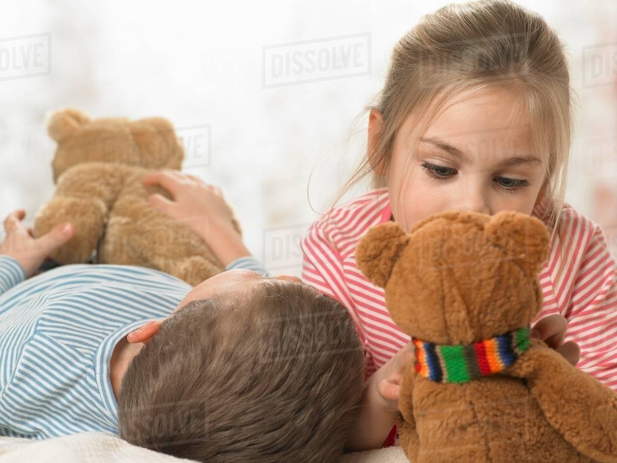 Children with teddy bears indoors - Royalty-free Stock Photo | Dissolve