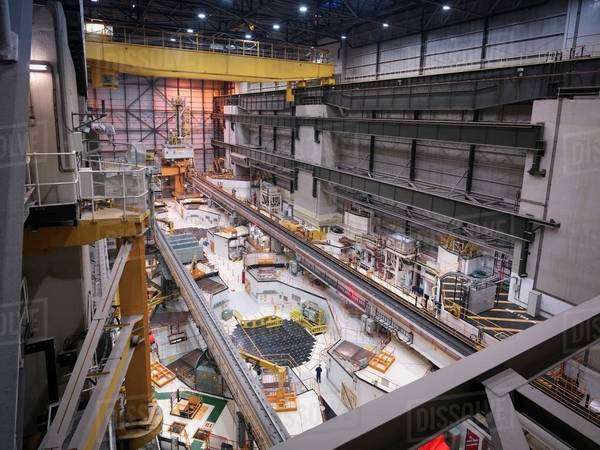 Reactor hall in nuclear power station, high angle view - Stock Photo ...