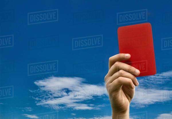 Hand holding red card against blue sky - Royalty-free Stock Photo ...