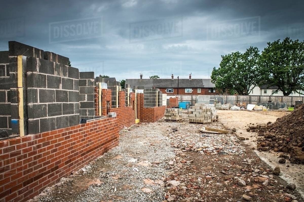 Brick walls on construction site - Stock Photo - Dissolve