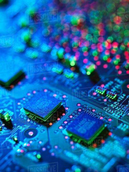 Close up detail of blue computer circuit board - Royalty-free Stock ...