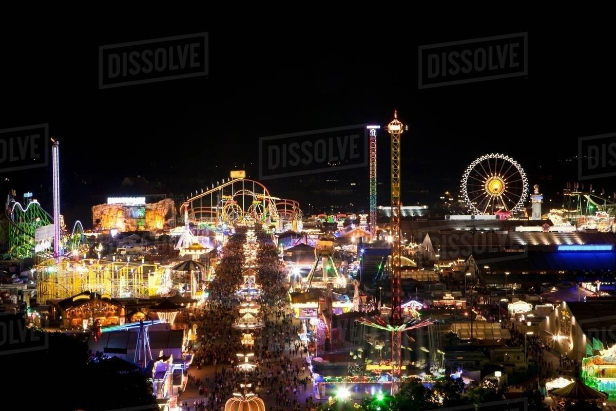 Overview of the Oktoberfest by night - Royalty-free Stock Photo | Dissolve