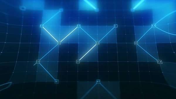 Animation of futuristic elements, lines and grids on a motion ...
