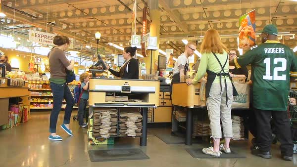 People at grocery store check out line, timelapse. - Stock Video ...