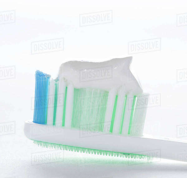 Toothbrush with toothpaste, close-up - Royalty-free Stock Photo | Dissolve