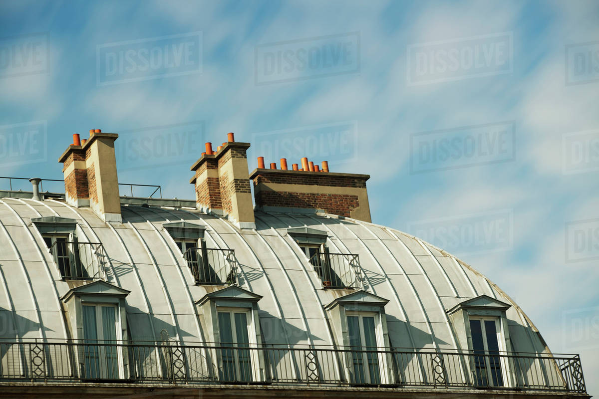 Rooftop chimneys, Paris, France - Stock Photo - Dissolve