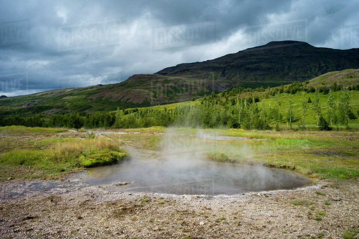 Steam rising from volcanic hot spring, Iceland - Royalty-free Stock ...