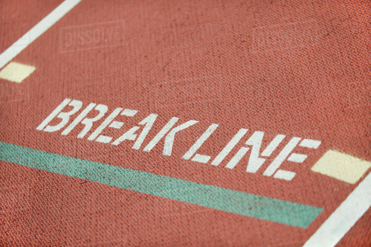 Break line marking on running track lane - Stock Photo - Dissolve