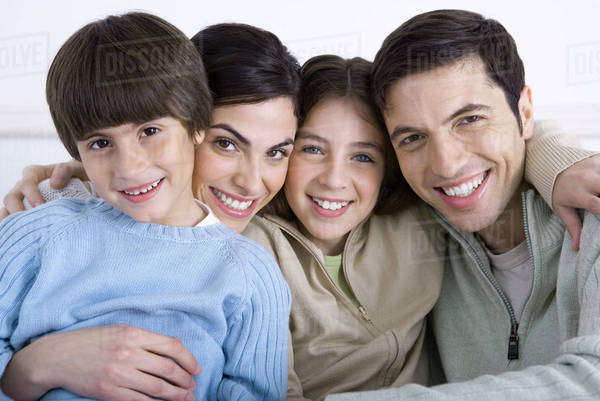 Portrait of family with two children, close-up - Royalty-free Stock ...