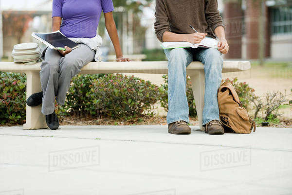 Students studying outdoors - Stock Photo - Dissolve