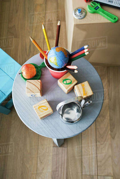 Educational toys on table, overhead view - Royalty-free Stock Photo ...