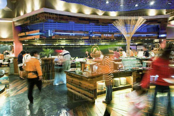 Cafeteria in shopping mall, blurred motion - Royalty-free Stock Photo ...