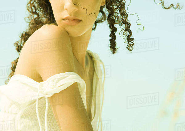 Woman's strap falling off shoulder, cropped - Royalty-free Stock Photo ...