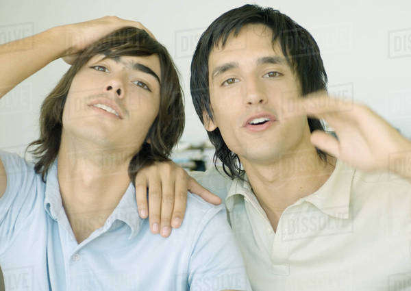 Two young men having emotional reaction - Royalty-free Stock Photo ...
