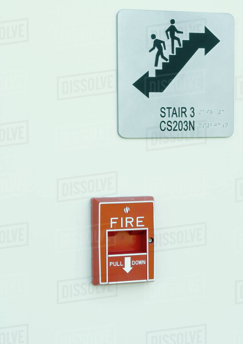 Stair sign and fire alarm - Royalty-free Stock Photo | Dissolve