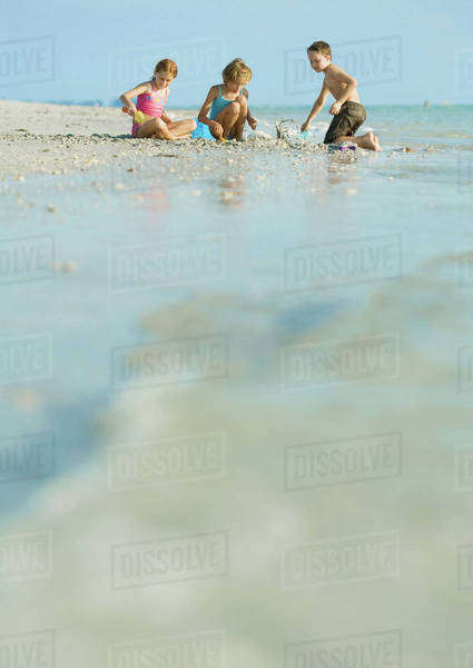 Children playing in sand, on beach - Stock Photo - Dissolve