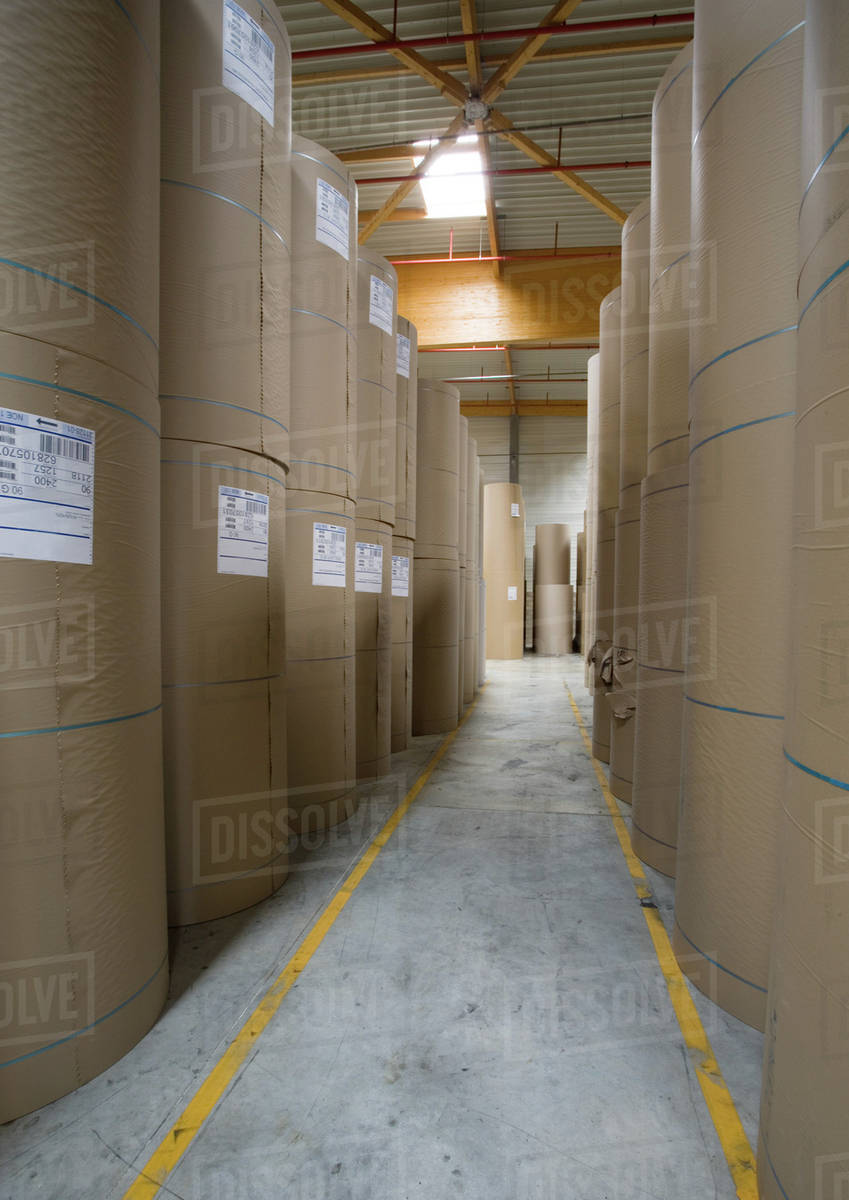 Rolls of paper in warehouse - Stock Photo - Dissolve