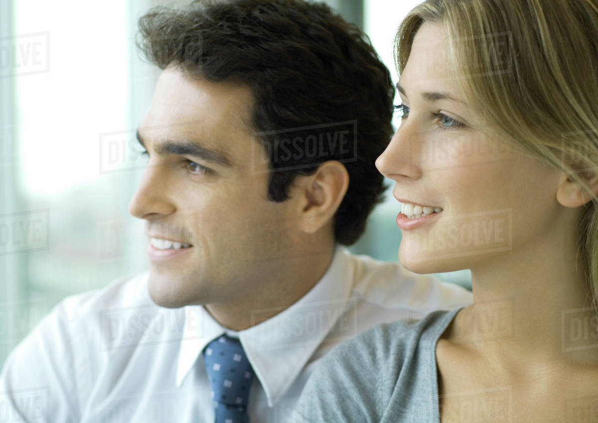 Male and female business associates, profile, portrait - Royalty-free ...