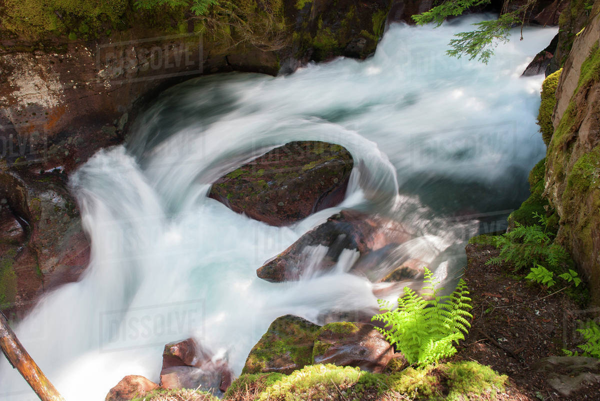White water rushing over rocks - Stock Photo - Dissolve