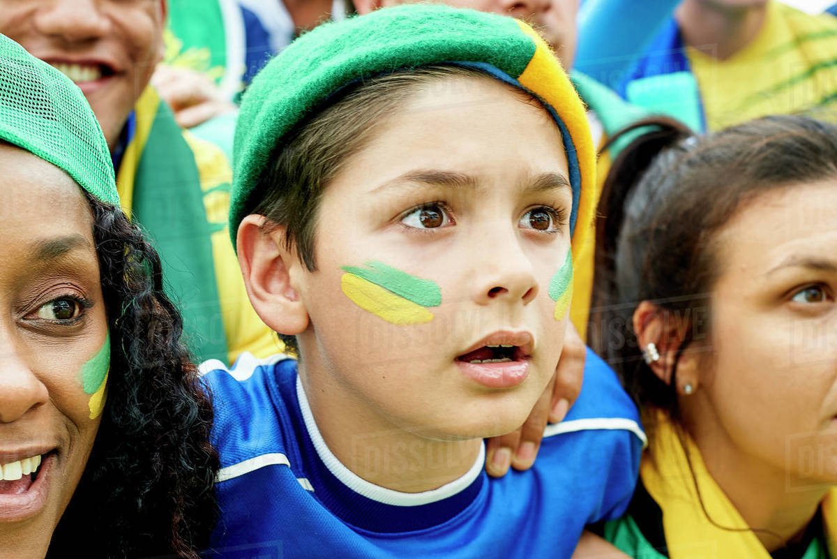 Brazilian football fans watching football match - Royalty-free Stock ...