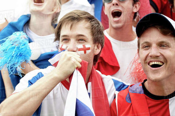 British football fans having fun at match - Royalty-free Stock Photo ...