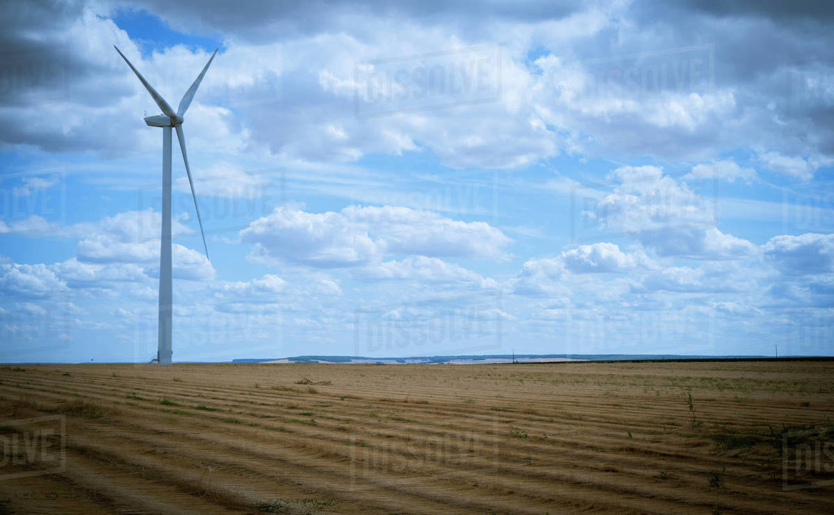 Wind turbine in field - Stock Photo - Dissolve