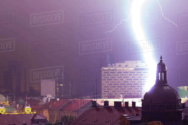 Thunderstorm in city - Royalty-free Stock Photo | Dissolve