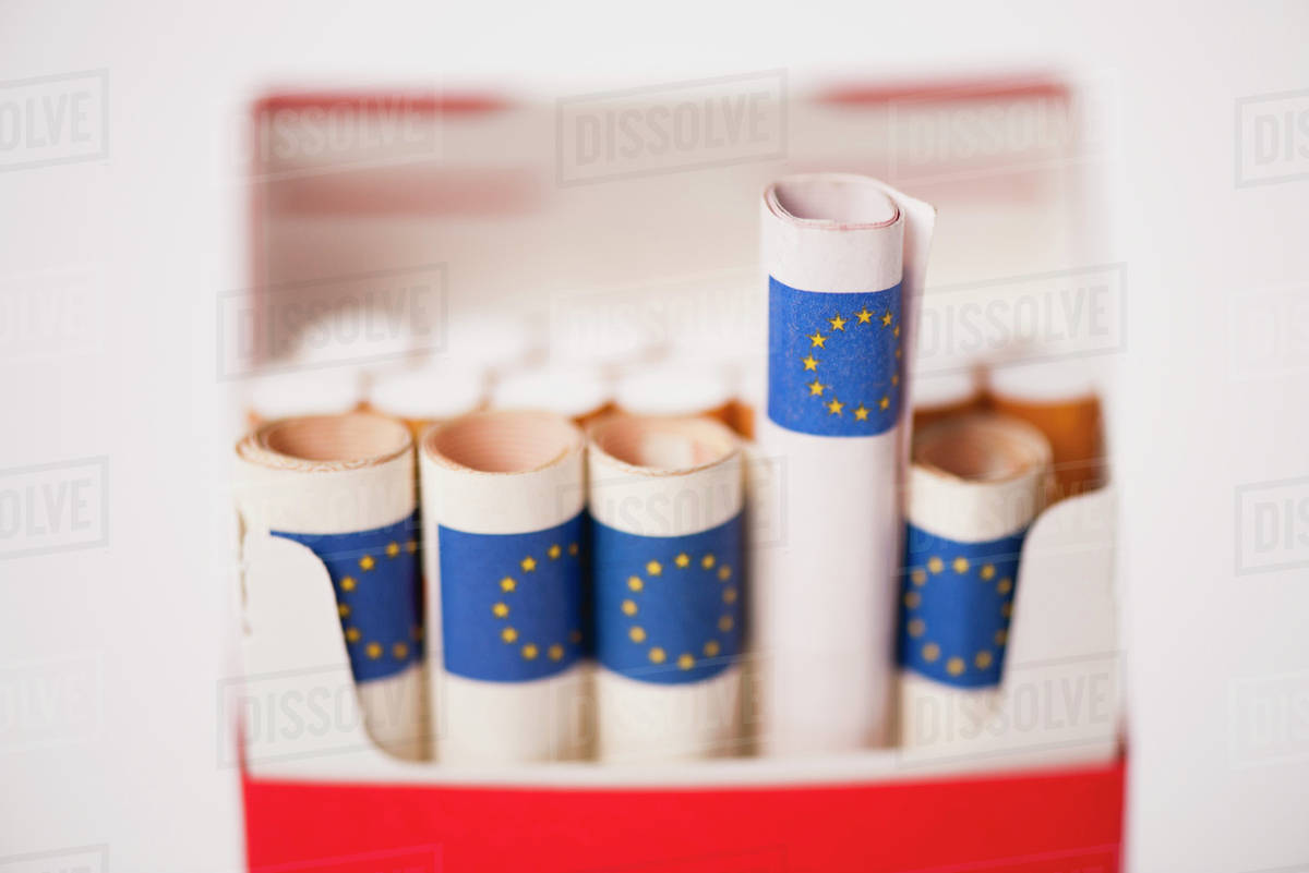 Cigarette pack containing rolled euros - Royalty-free Stock Photo ...