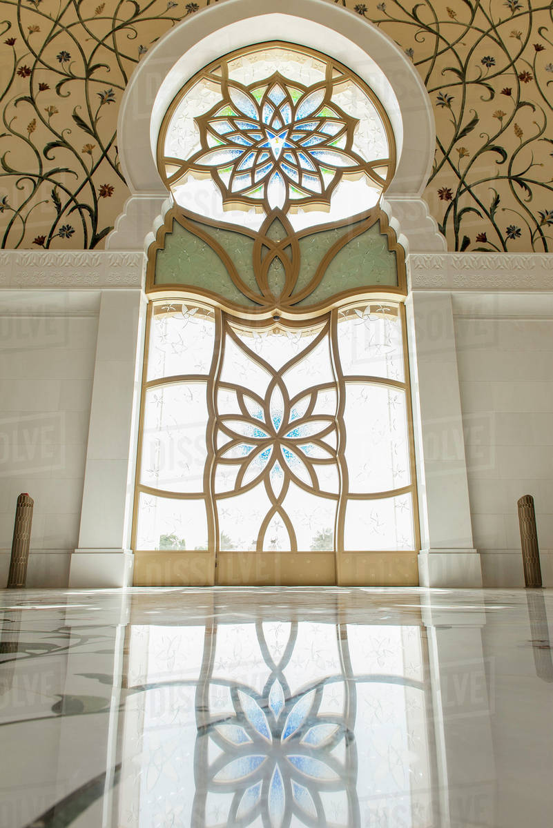 Ornate stained glass window, Sheikh Zayed Mosque, Abu Dhabi, United ...
