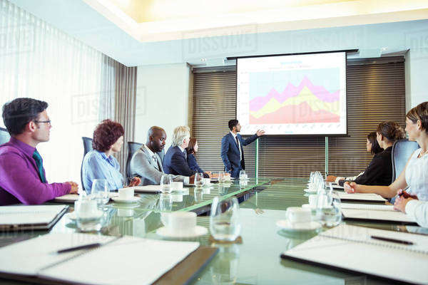 Multiethnic group of people listening to presentation in conference ...