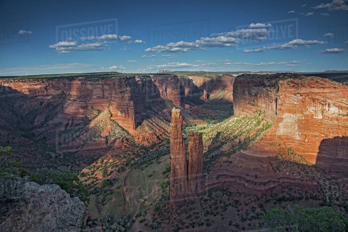 Sun and shadows over Spider Rock, Canyon de Chelly, Arizona, United ...