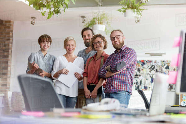 Portrait smiling design professional team in office - Royalty-free ...