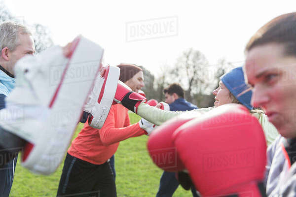 People boxing in park - Stock Photo - Dissolve