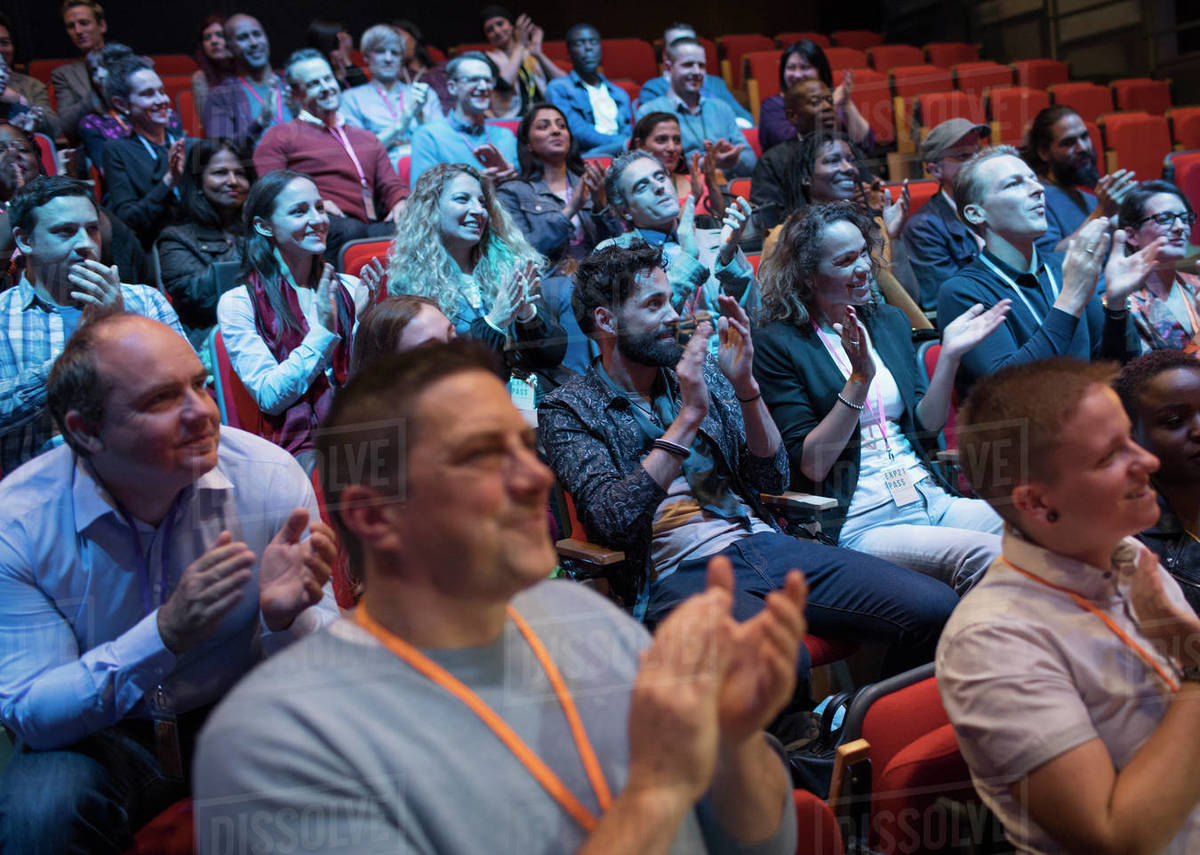 Audience clapping, enjoying conference - Royalty-free Stock Photo ...