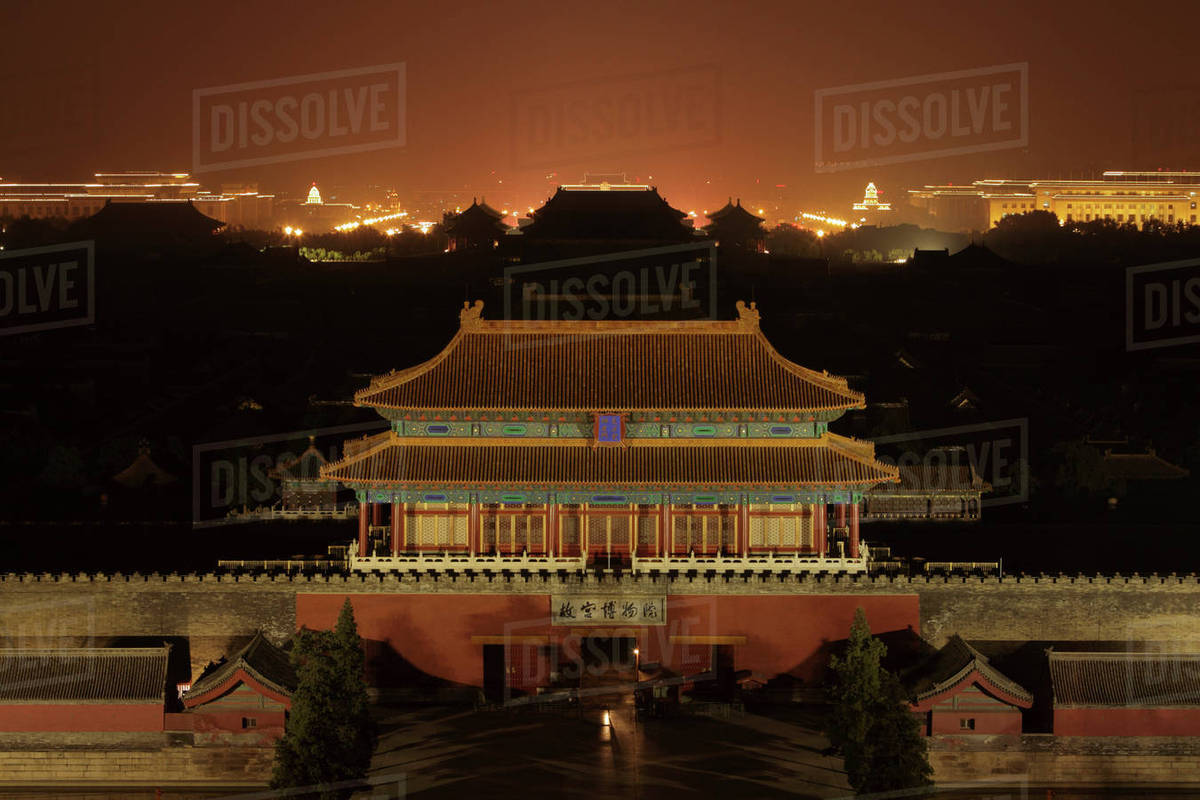 Aerial view of the Forbidden City at night - Royalty-free Stock Photo ...