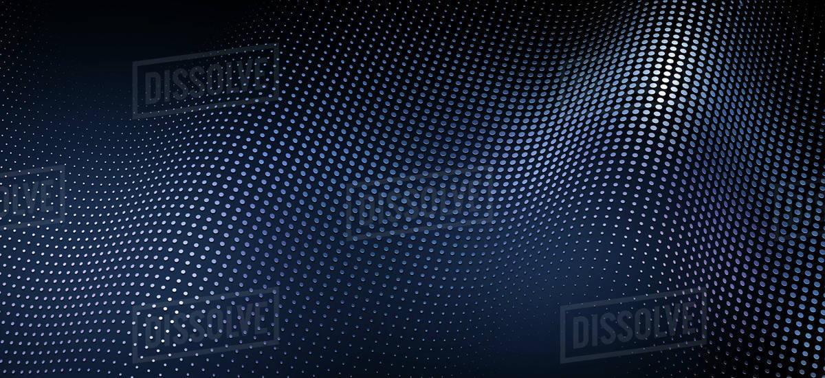 A wave pattern of shiny dots on a blue background - Stock Photo - Dissolve
