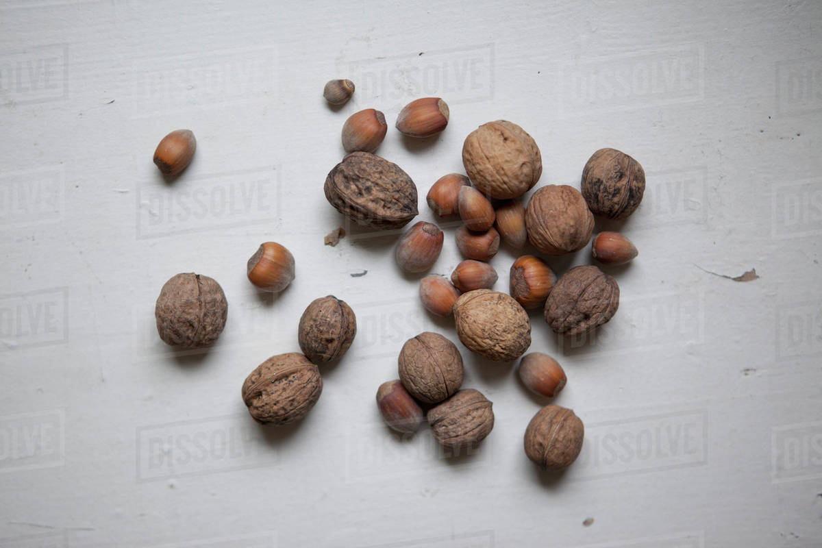 High angle view of nuts - Royalty-free Stock Photo | Dissolve
