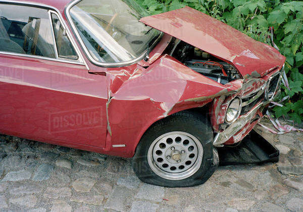 Detail of a crushed car - Stock Photo - Dissolve