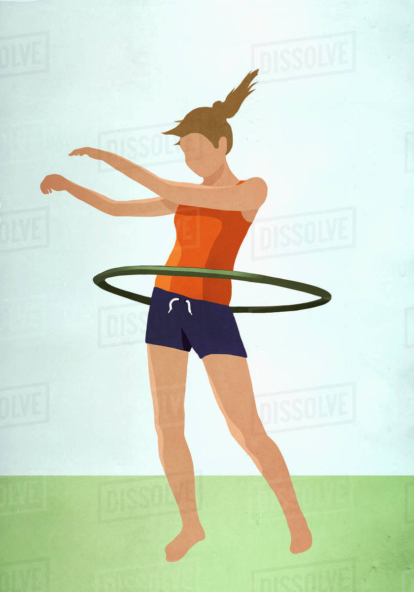 Woman with hula hoop standing on field - Royalty-free Stock Photo ...