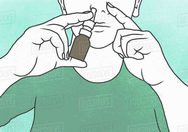 Illustration of a man using nasal spray - Royalty-free Stock Photo ...