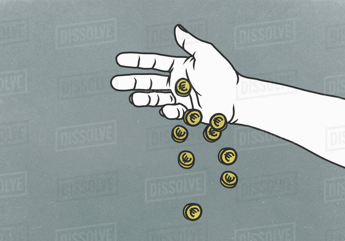 Hand dropping Euro coins - Royalty-free Stock Photo | Dissolve
