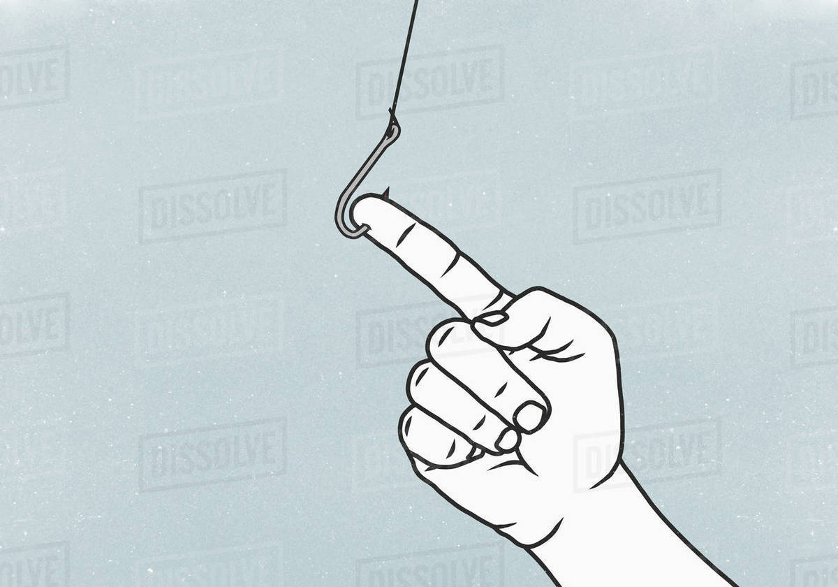 Fish hook in finger - Stock Photo - Dissolve