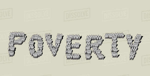 Crowd forming Poverty text - Stock Photo - Dissolve