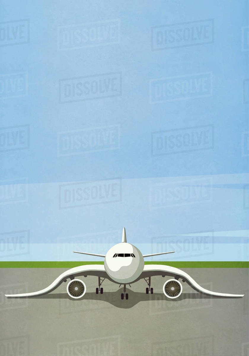 Airplane with drooping wings parked on airport tarmac - Royalty-free ...