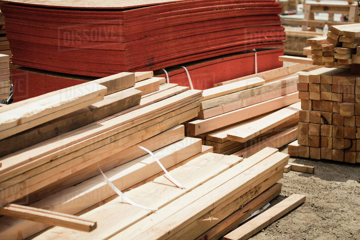 Stacks of wood boards and plywood - Royalty-free Stock Photo | Dissolve