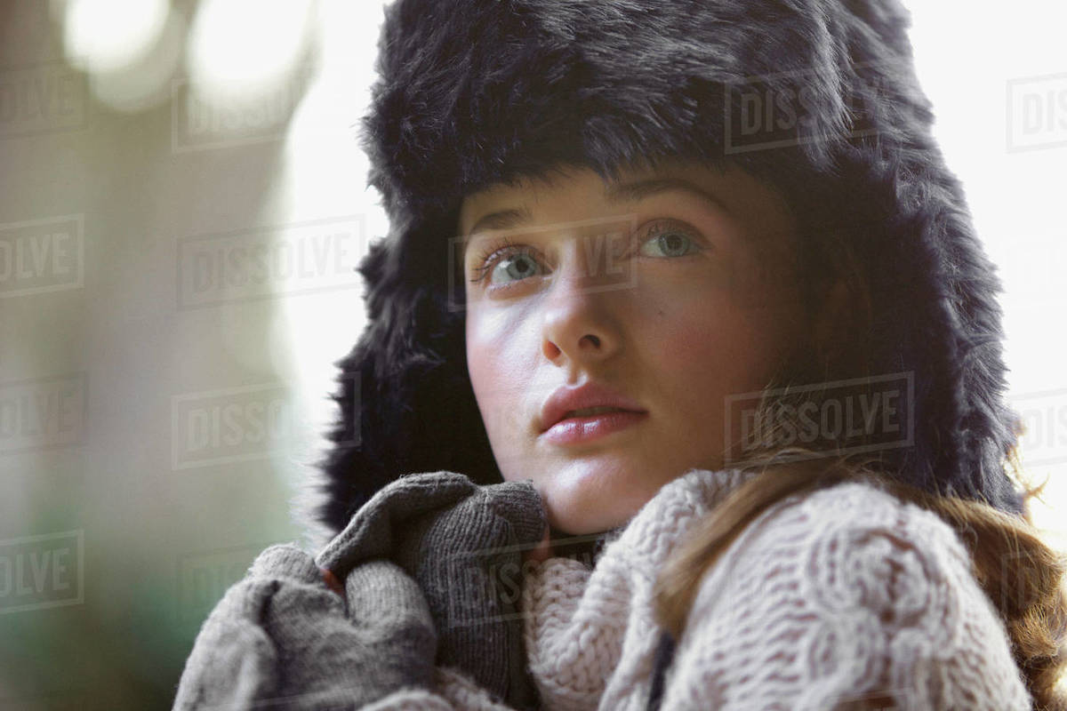 Teenage Girl Wearing Fur Hat - Royalty-free Stock Photo | Dissolve